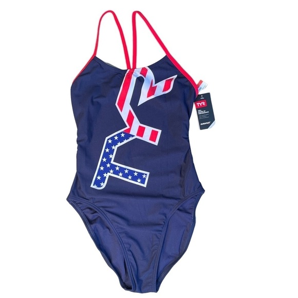 TYR | Swim | New W Tags Tyr Womens Big Logo Usa Flag Cutoutfit Swimsuit ...